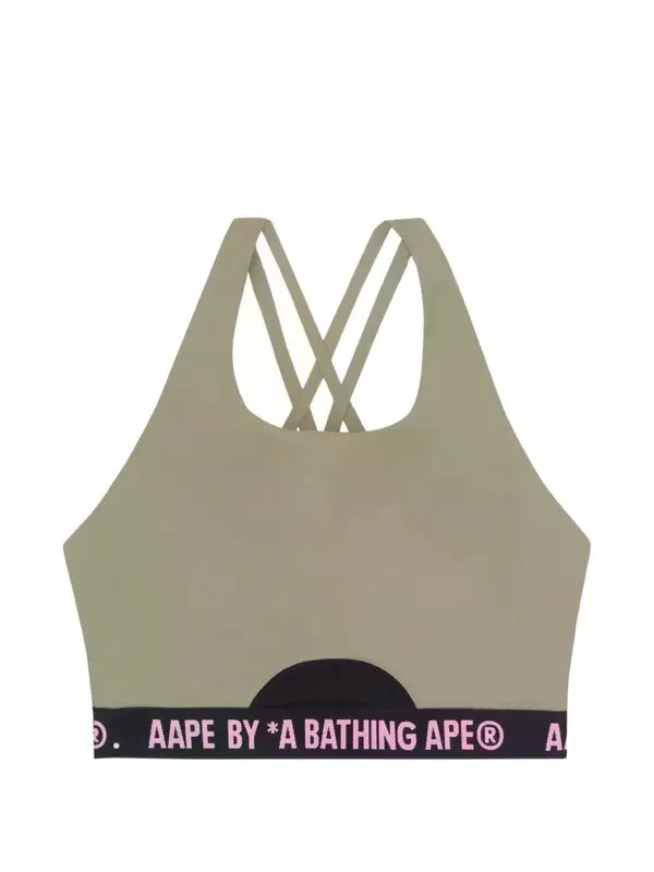 AAPE BY *A BATHING APE Moonface-print Bra Top - Blue