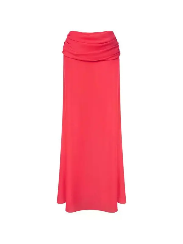 POST MERIDIEM Draped Chiffon Maxi Skirt - Red