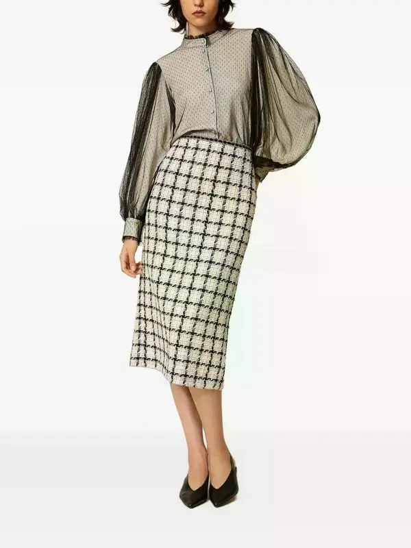 TWINSET Midi Bouclé Skirt With Check Pattern