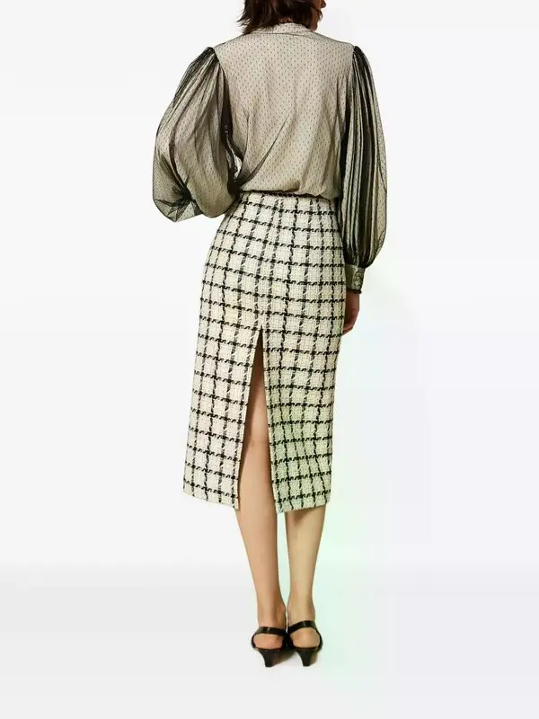 TWINSET Midi Bouclé Skirt With Check Pattern