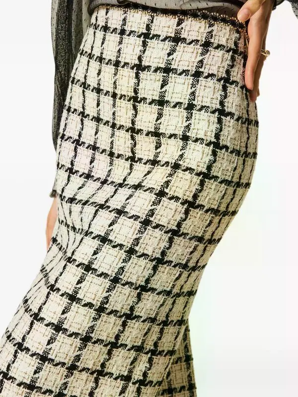 TWINSET Midi Bouclé Skirt With Check Pattern