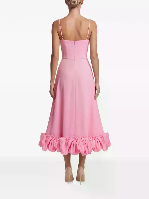 POST MERIDIEM Scoop Neck Spaghetti Strap Flounce Hem Midi Dress - Pink
