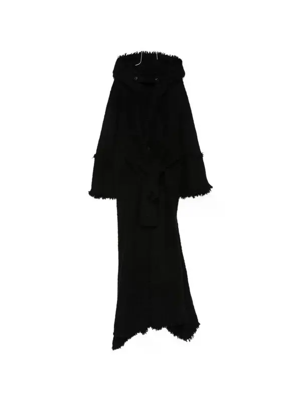YEHUAFAN Frayed Hooded Coat