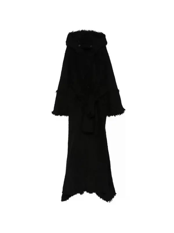 YEHUAFAN Frayed Hooded Coat