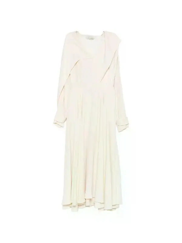 Alberta Ferretti Cape-effect V-neck Dress - White