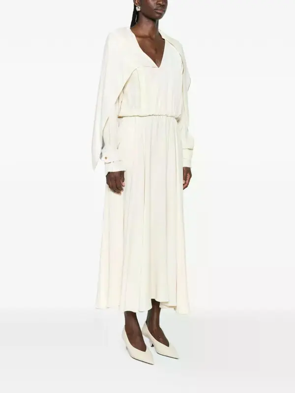 Alberta Ferretti Cape-effect V-neck Dress