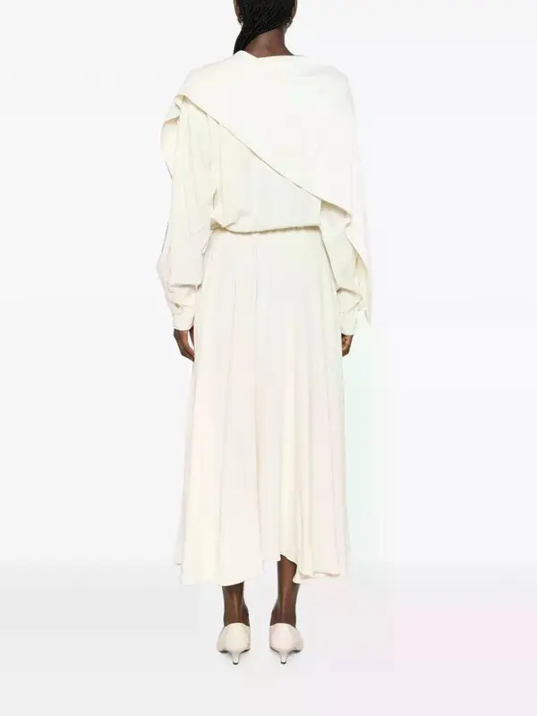Alberta Ferretti Cape-effect V-neck Dress