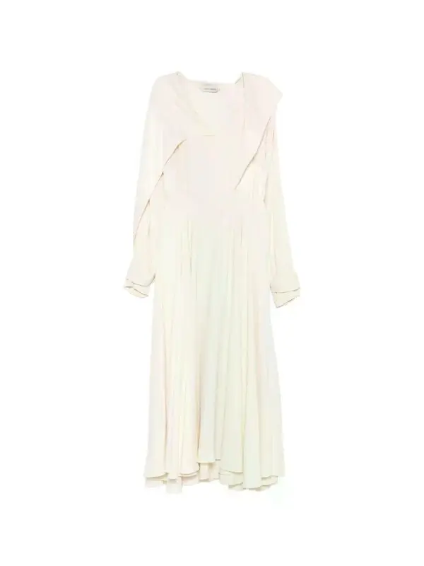 Alberta Ferretti Cape Effect V-neck Dress