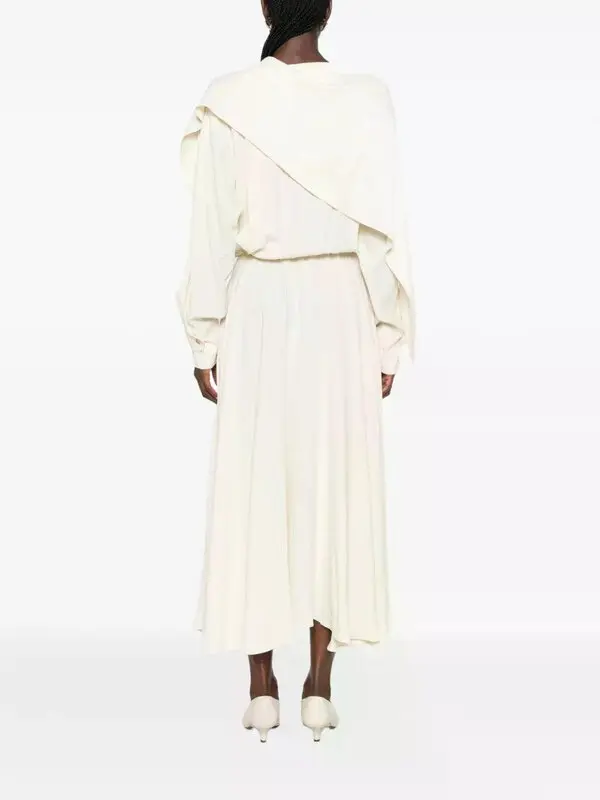 Alberta Ferretti Cape Effect V-neck Dress