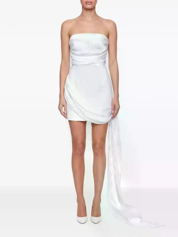 POST MERIDIEM Strapless Rhinestone Embellished Mini Dress