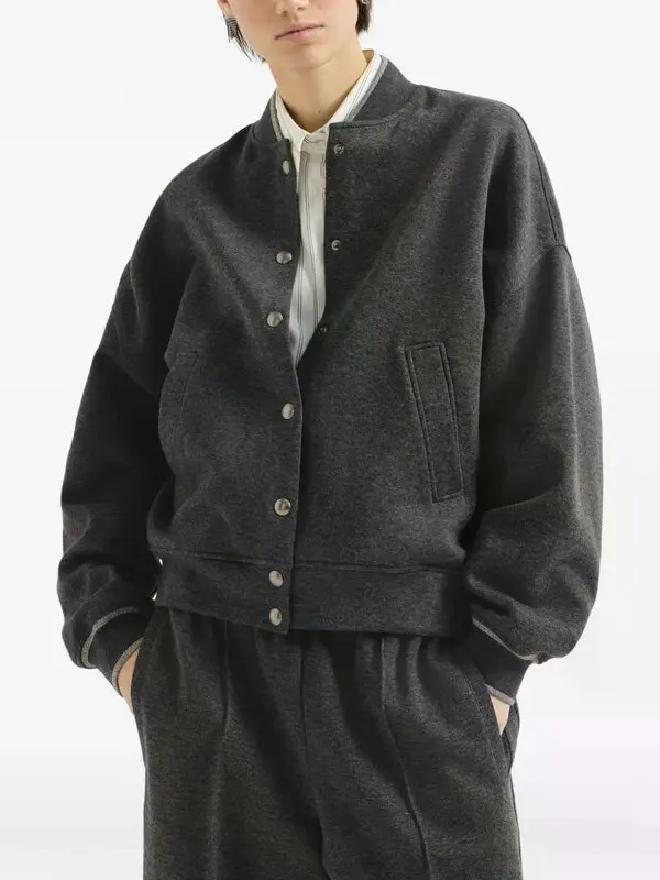 Brunello Cucinelli Techno Cotton And Cashmere Interlock Bomber Jacket - Grey