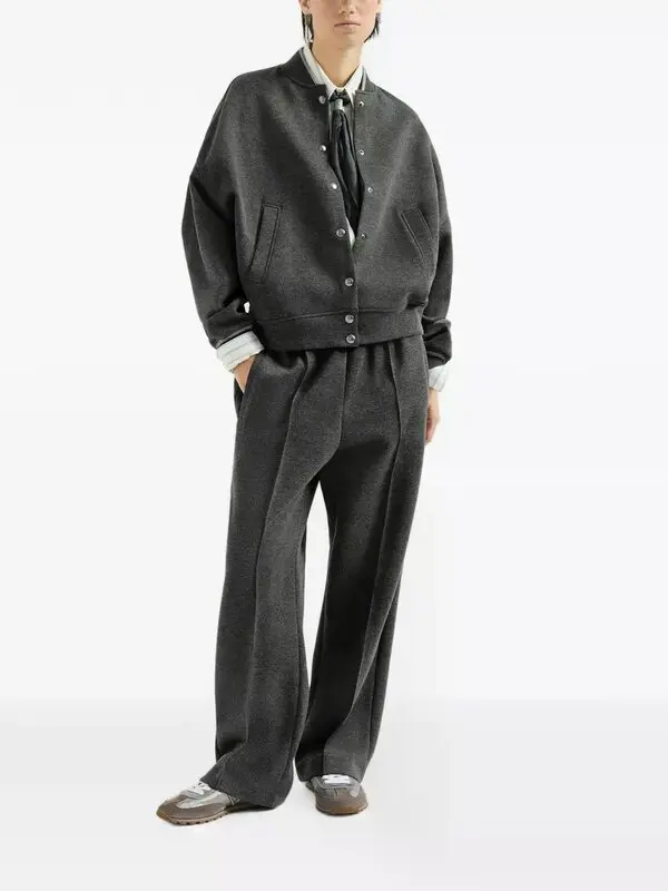 Brunello Cucinelli Techno Cotton And Cashmere Interlock Bomber Jacket - Grey