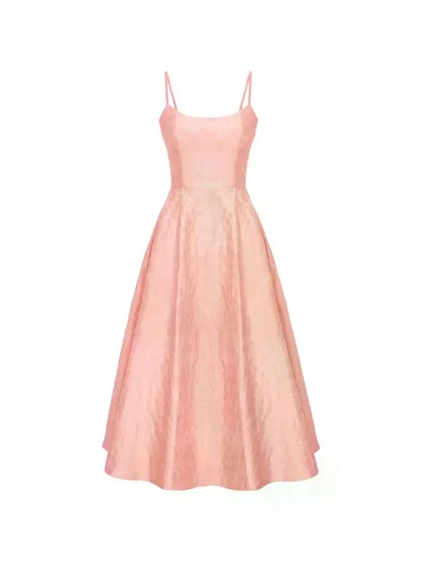 POST MERIDIEM Scoop-neck Corset-style Midi Dress - Pink