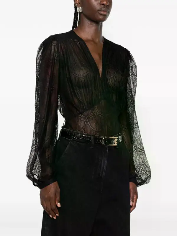 TWINSET Lace-panelled Long-sleeve Bodysuit