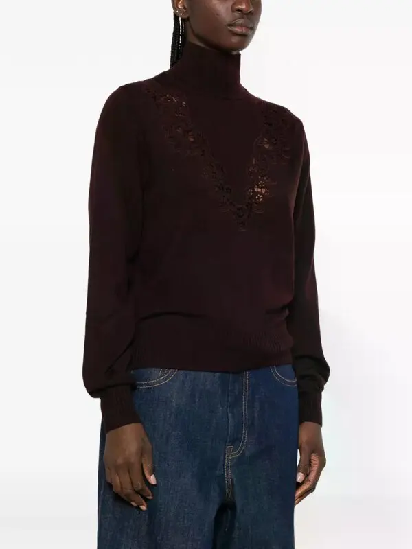 Zimmermann High-neck Crochet Trim Sweater
