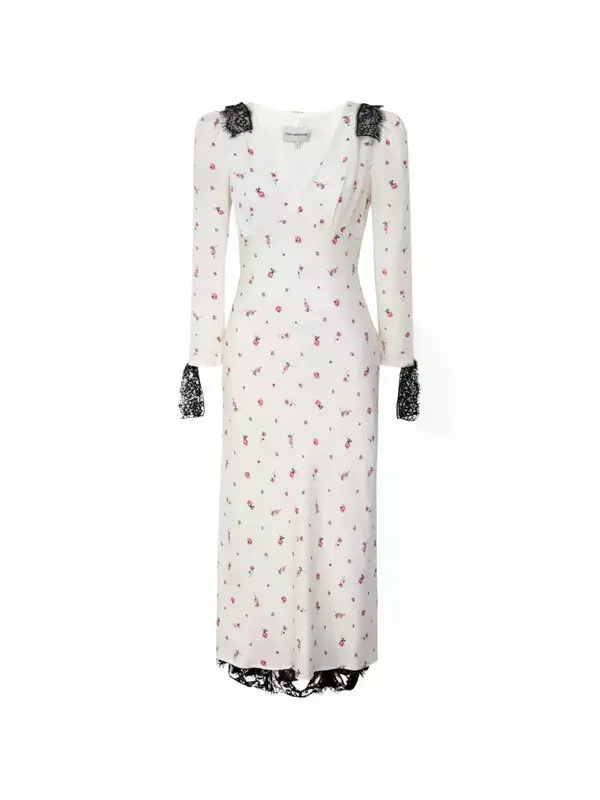 POST MERIDIEM Lace-trimmed Floral Midi Dress