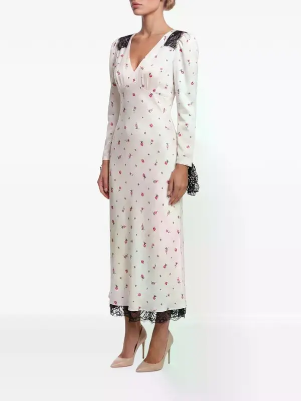 POST MERIDIEM Lace-trimmed Floral Midi Dress