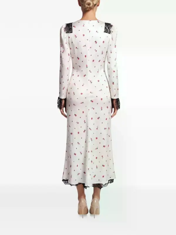 POST MERIDIEM Lace-trimmed Floral Midi Dress