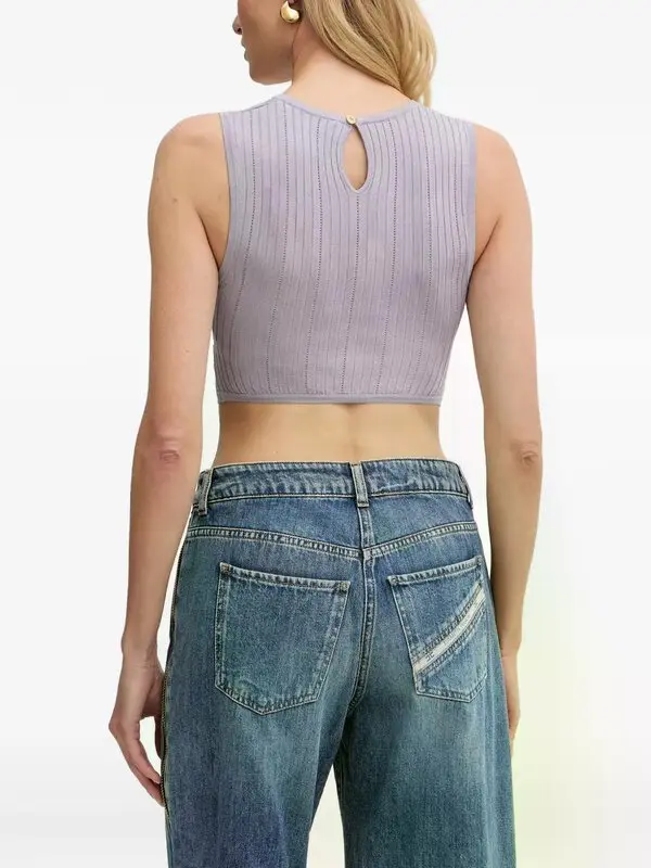 Elisabetta Franchi Wrap-style Ribbed-knit Top - Purple