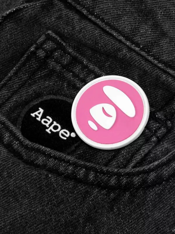 AAPE BY *A BATHING APE Moonface Patch Distressed Jeans