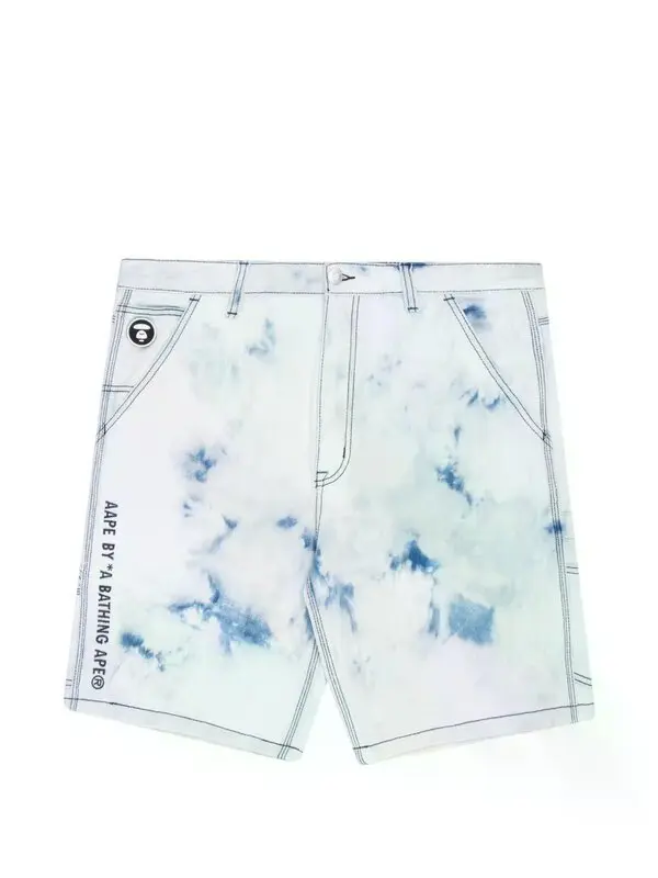 AAPE BY *A BATHING APE Tie-dye Denim Shorts - Blue