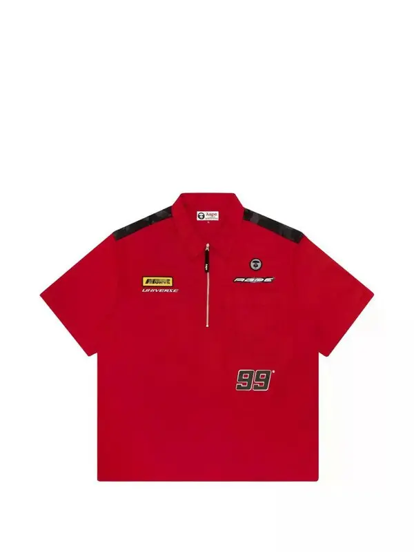 AAPE BY *A BATHING APE Logo-patch Zip-fastening Polo Shirt - Red