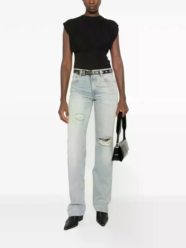 HAIKURE Distressed Straight-leg Jeans