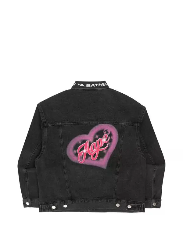 AAPE BY *A BATHING APE Moonface Long-sleeve Denim Jacket With Heart Motif