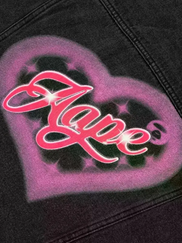 AAPE BY *A BATHING APE Moonface Long-sleeve Denim Jacket With Heart Motif