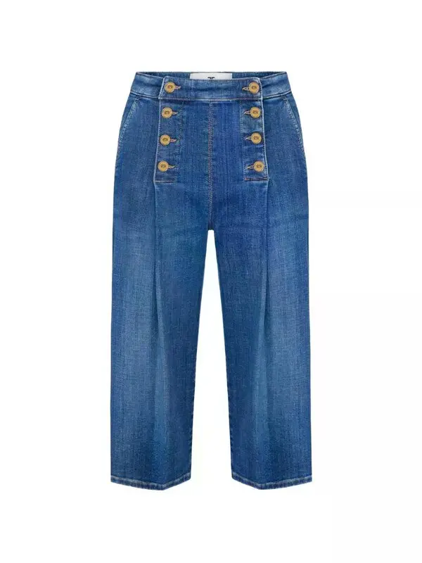 Elisabetta Franchi Denim Bermuda Shorts With Row Of Buttons