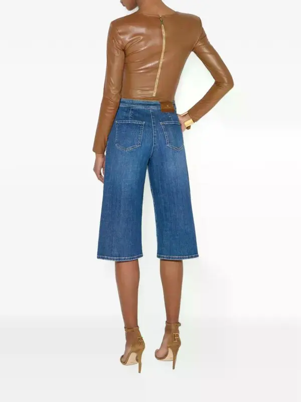 Elisabetta Franchi Denim Bermuda Shorts With Row Of Buttons