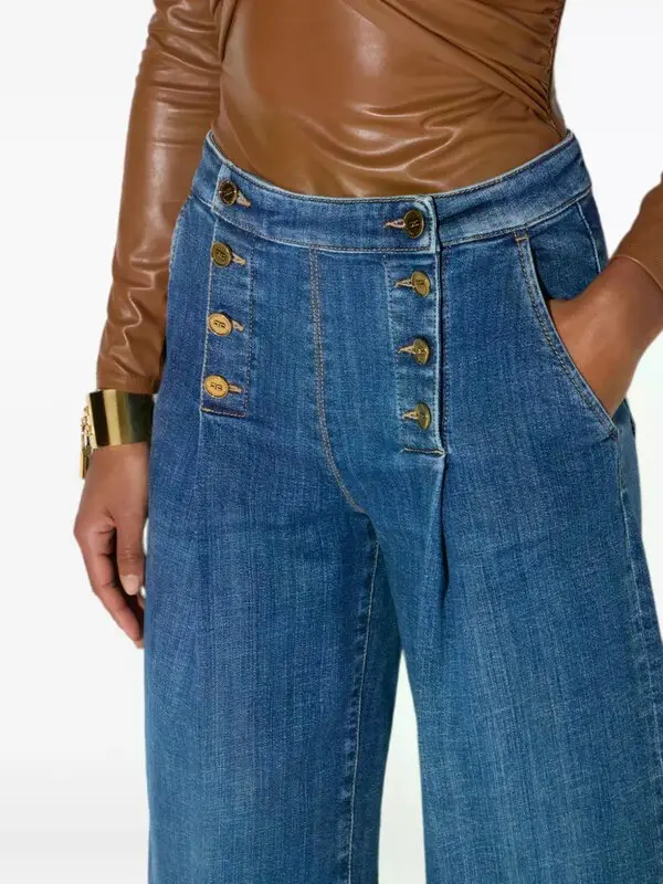 Elisabetta Franchi Denim Bermuda Shorts With Row Of Buttons