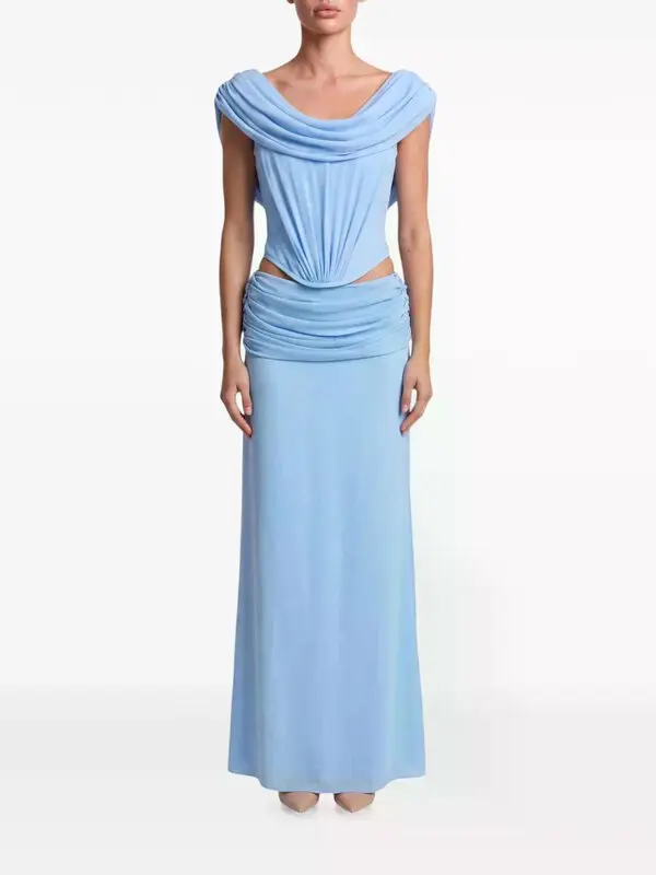 POST MERIDIEM Draped Chiffon Maxi Skirt