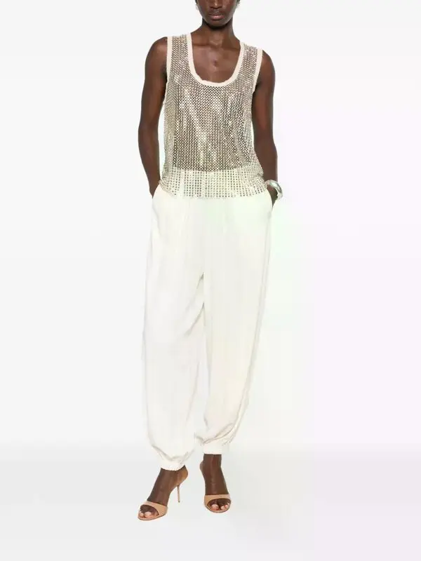 Pinko Sequin-embellished Mesh Tank Top - Neutrals
