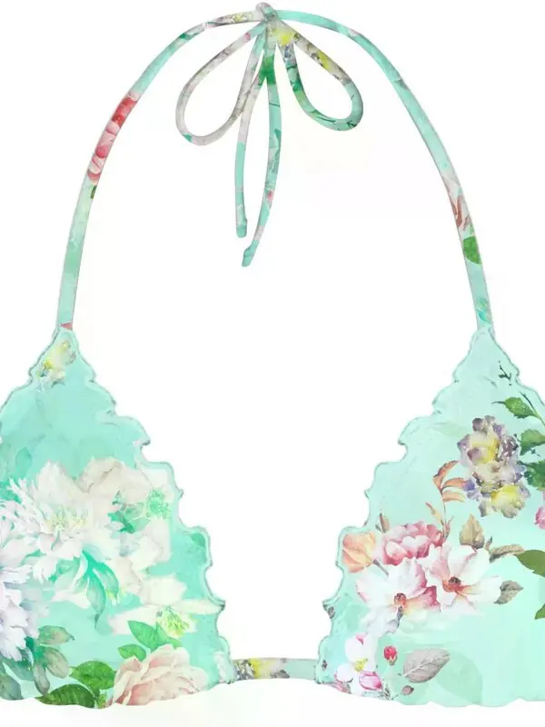 MC2 SAINT BARTH Floral Print Bikini Top - Green