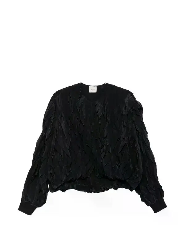 ALYSI Ruffled Round-neck Bomber Jacket