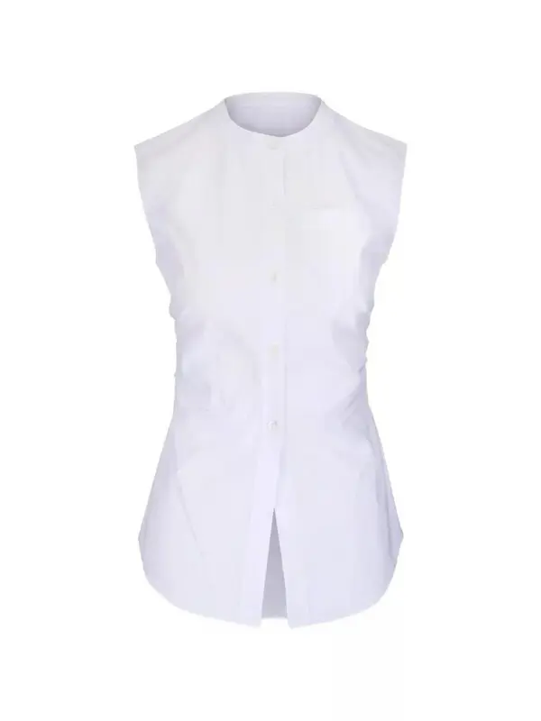 Veronica Beard Harini Ruched Sleeveless Shirt - White