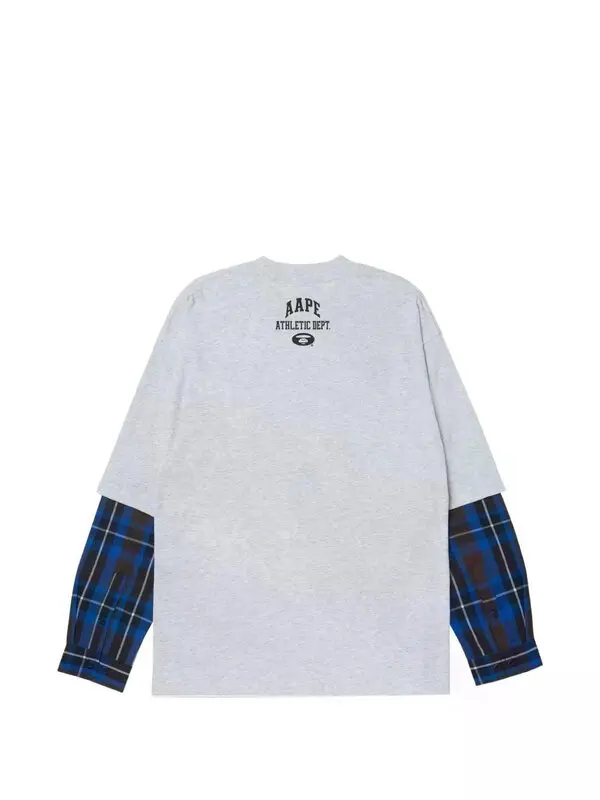 AAPE BY *A BATHING APE Moonface Plaid-panelled T-shirt
