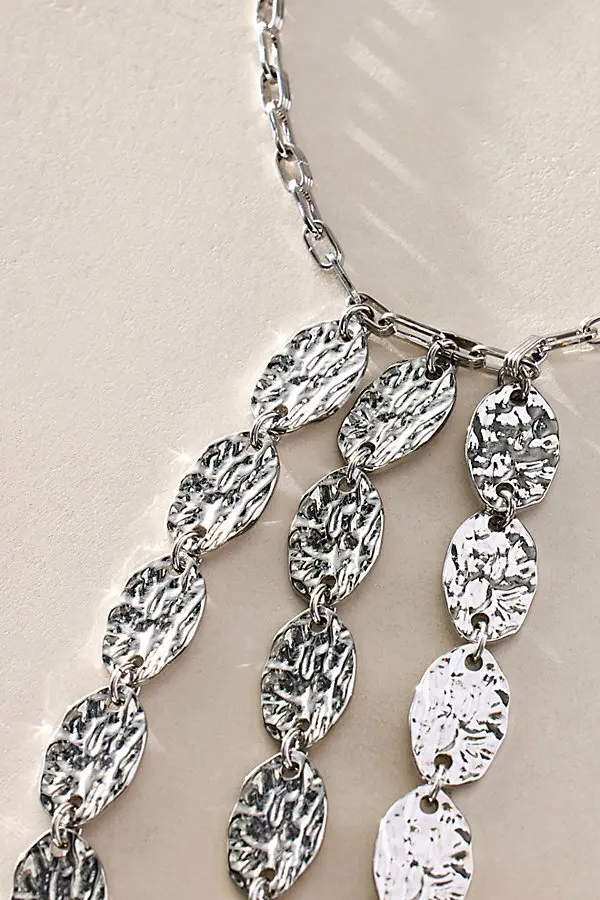 Free People Zinnia Pendant Necklace - Worn Silver