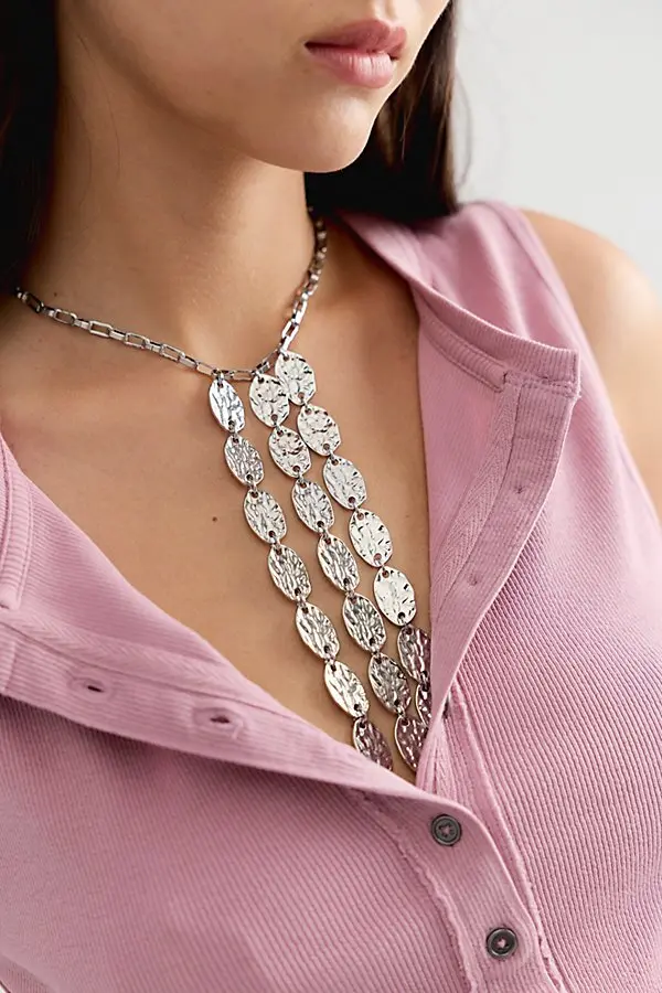 Free People Zinnia Pendant Necklace - Worn Silver