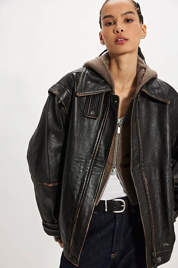 Free People We The Free Parker Leather Jacket