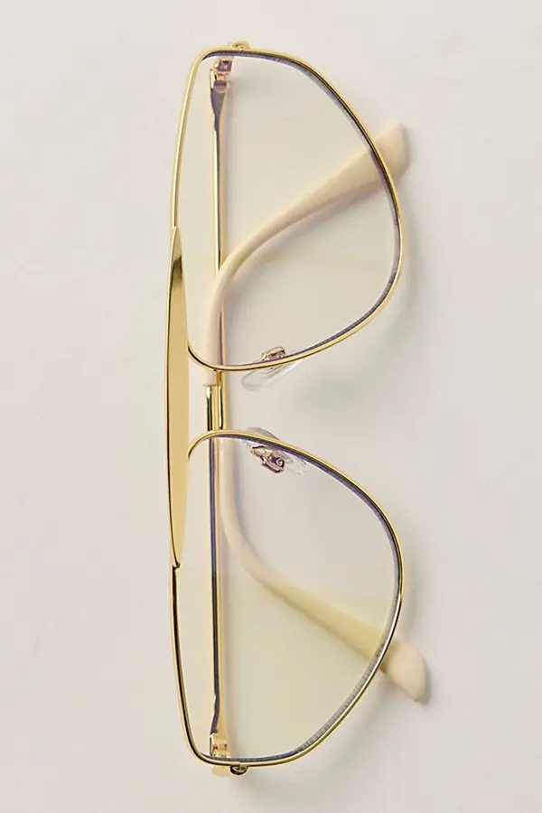 Free People Linden Aviator Blue Light Glasses - Gold