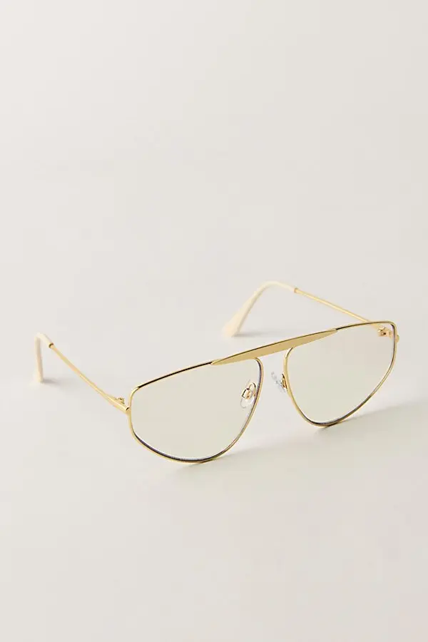 Free People Linden Aviator Blue Light Glasses - Gold