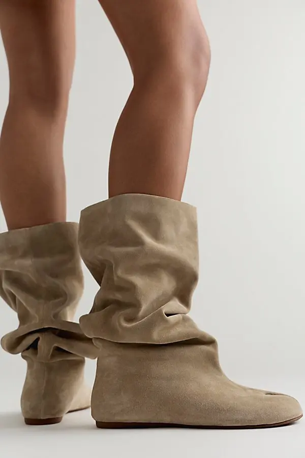 Jeffrey Campbell Off Script Slouch Boots - Ice Suede