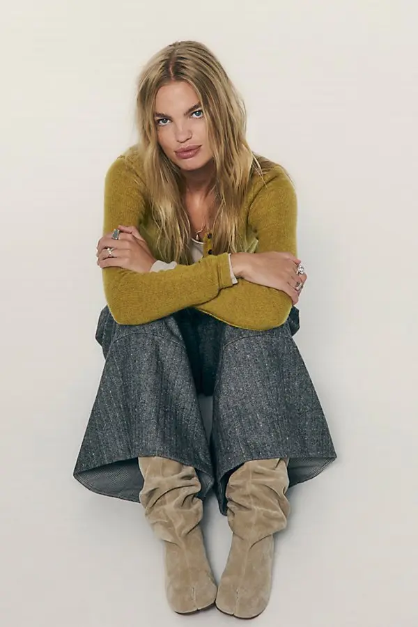 Jeffrey Campbell Off Script Slouch Boots - Ice Suede