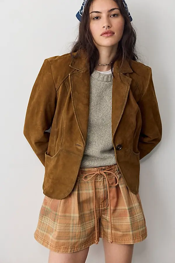 Free People We The Free Julien Plaid Chino Shorts - Sunset Combo