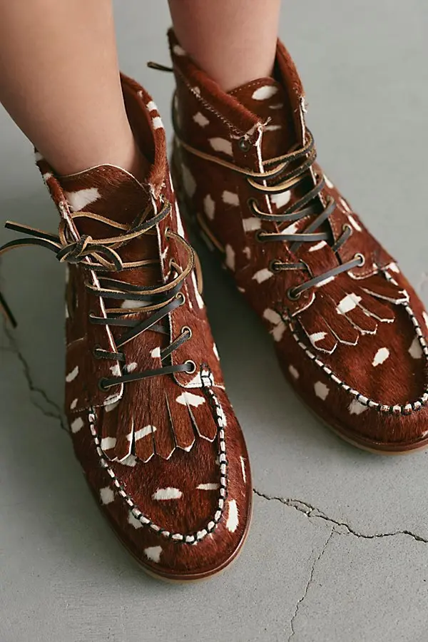 Free People We The Free Hair-on Benny Lace-up Boots - Fawn