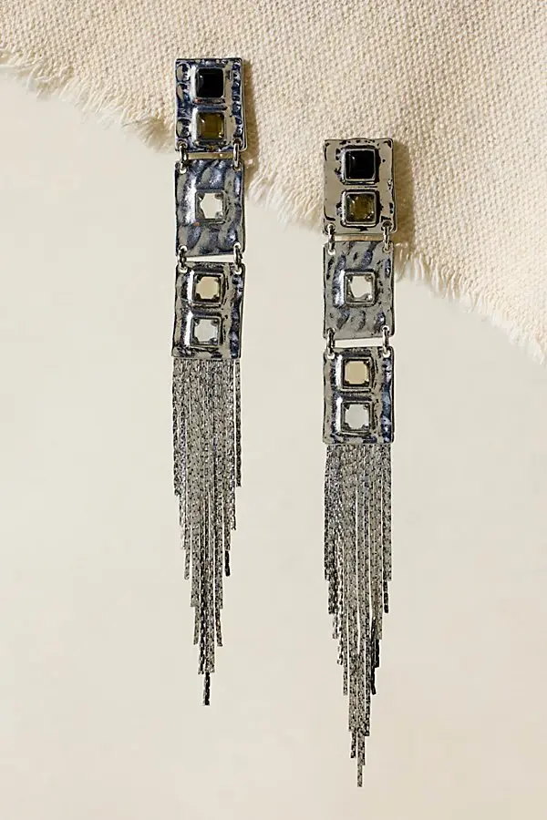 Free People Nikkie Dangle Earrings - Silver/onyx/black Lab