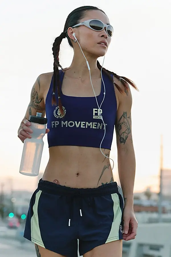 Free People Win Win Marathon Logo Bra - Sapphire Combo