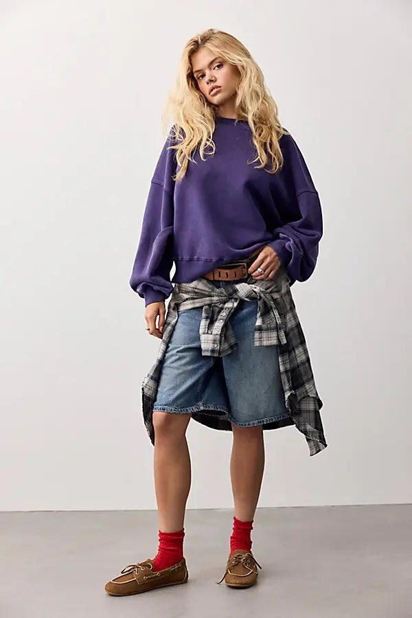 Free People We The Free Jj Asymmetric Sweatshirt - Dark Magic